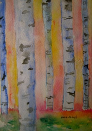 Birch Trees-original watercolor - Watercolor, in Trees