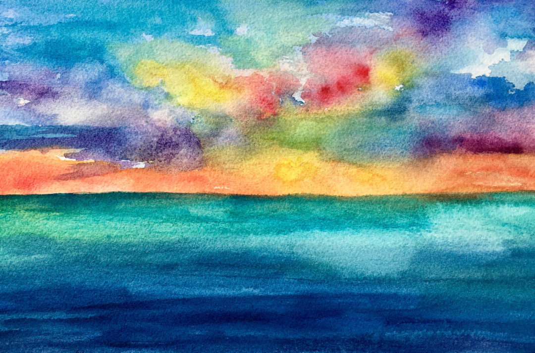 Sunset Beach - Watercolor, in Philadelphia & NJ Area Scenes