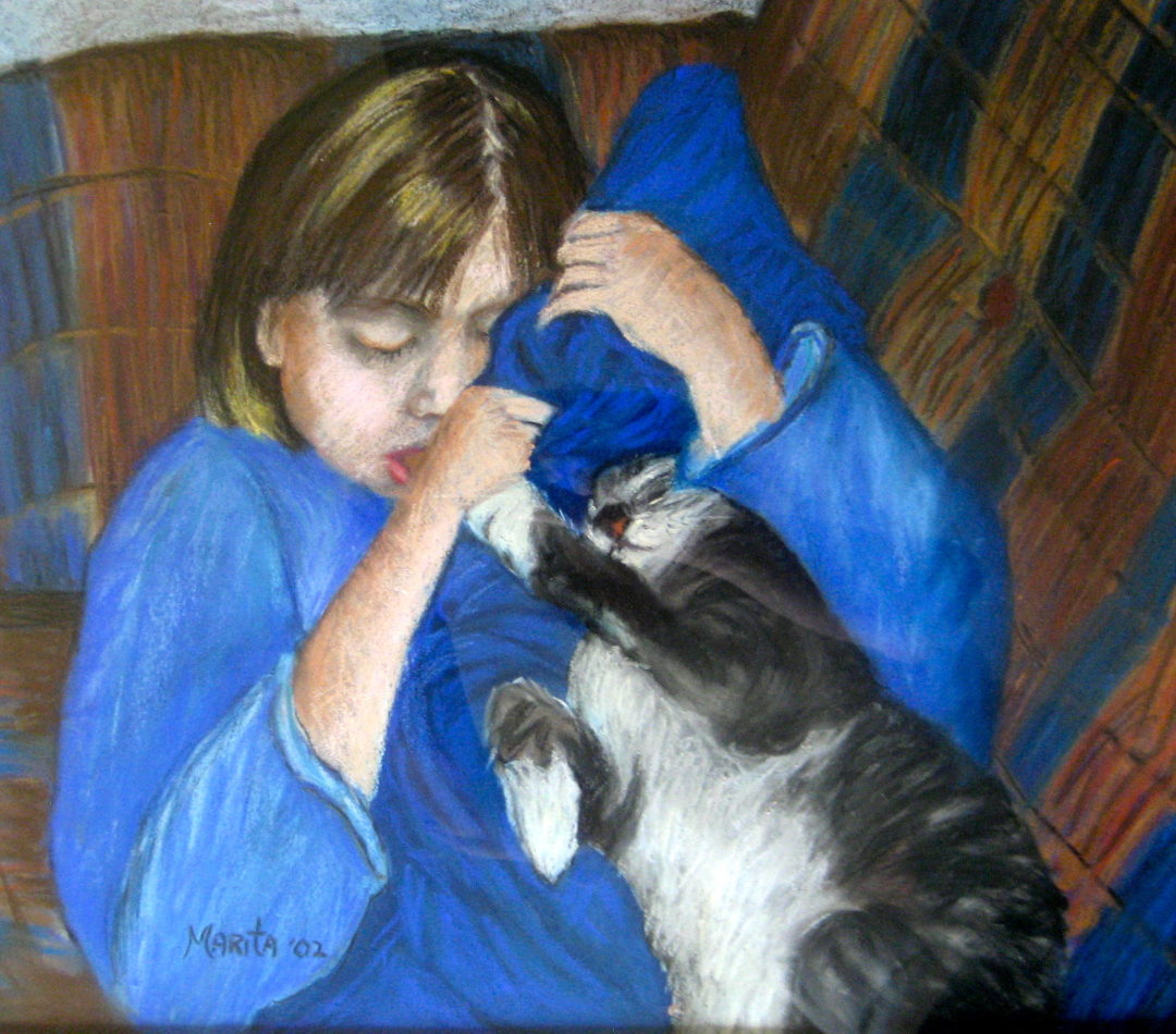 Kelly And Her Softie - pastel, in People